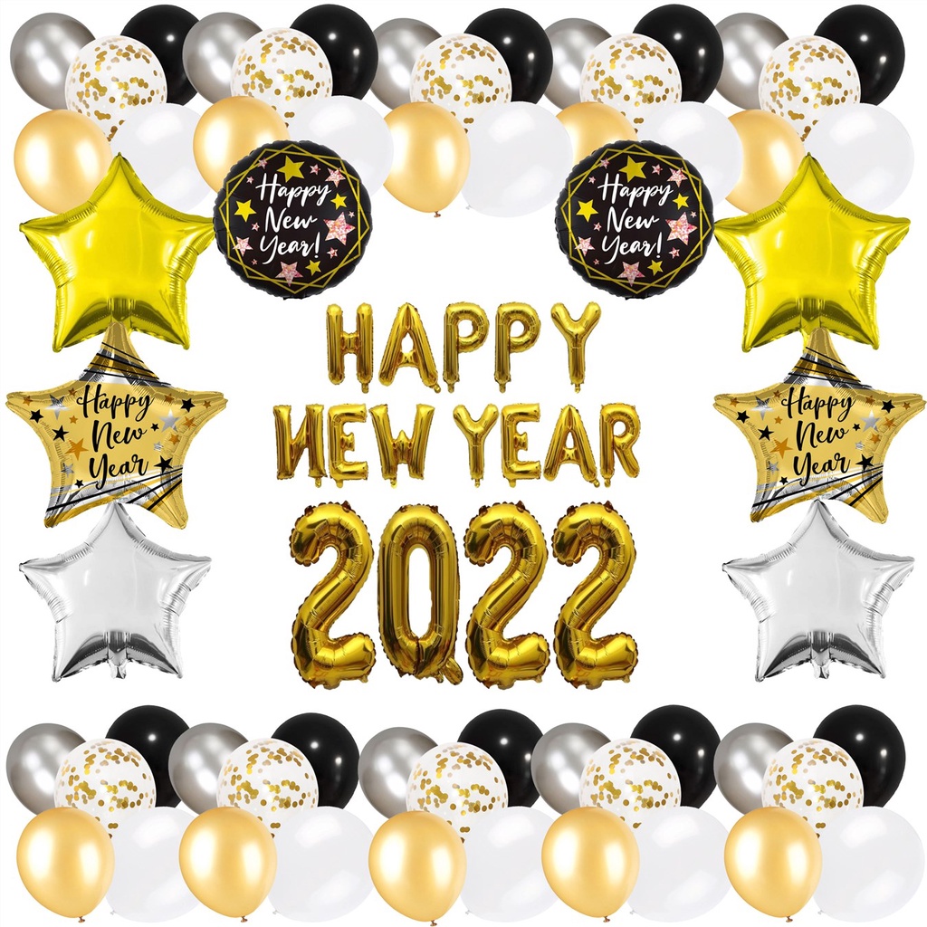 Happy New Year Arch Set Giant 32 inches 2022 Balloons Gold Balloon ...