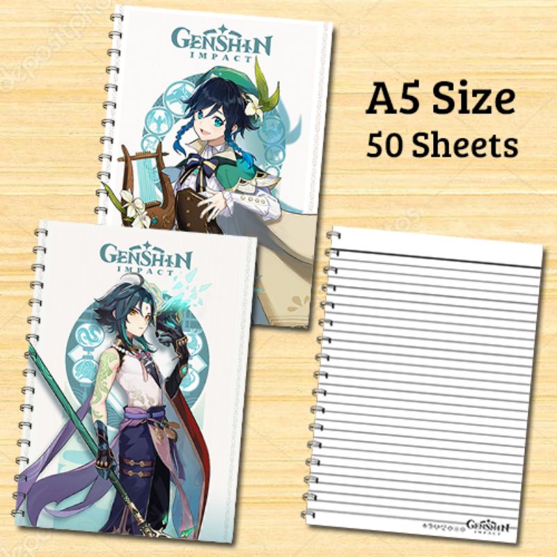 A5 Size Genshin Impact Notebook Anemo Element Stationary Journal Notes ...