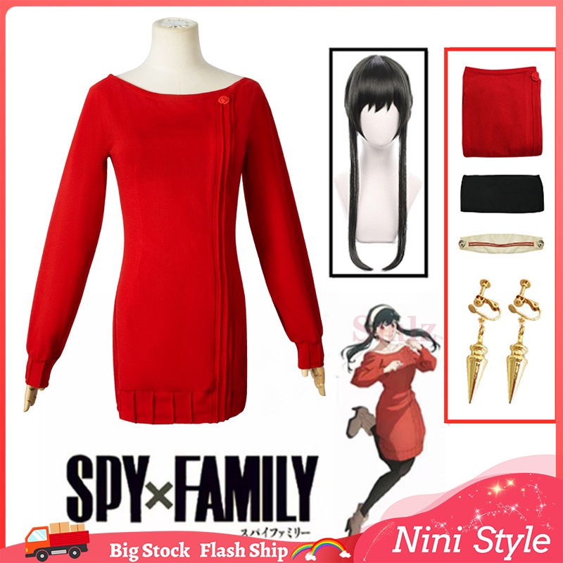 Anime Spy X Family Yor Forger Cosplay Costume Women Red Sweater Mini ...