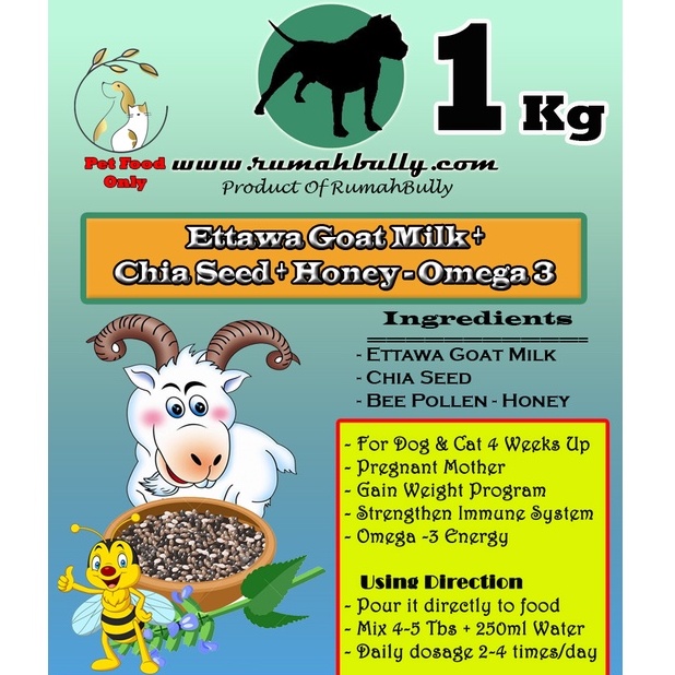 Ettawa Goat Milk+Chia Seed - 1kg/Dog Cat Goat Milk Dog | Shopee Philippines
