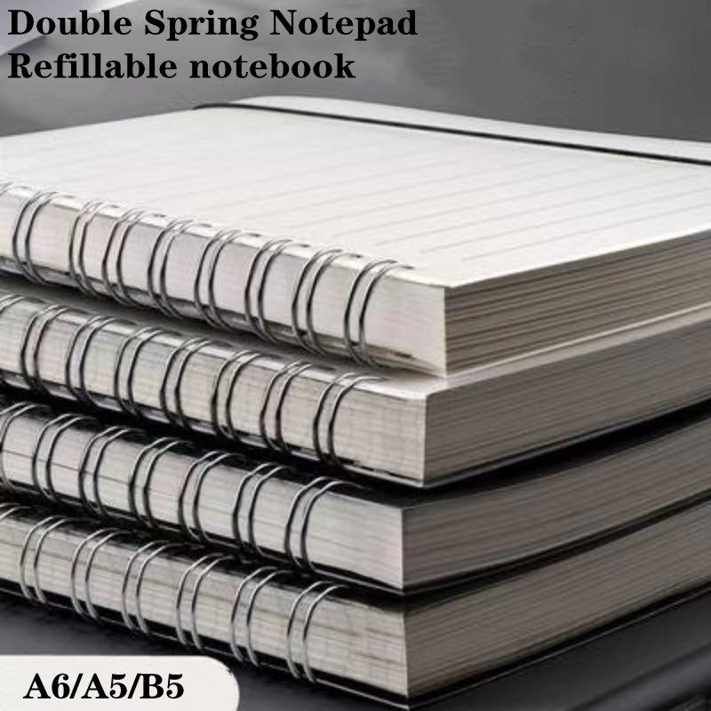 Double Spring Notepad Refillable Notebook Lineandgrid B5 A5 A6 Notebook Writing Notebook