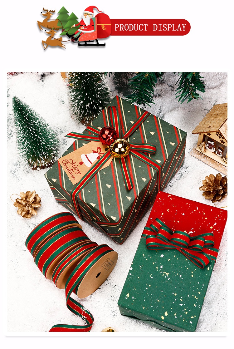 9metres/roll Merry Christmas Ribbon Gift Packaging Red and Green Ribbon ...