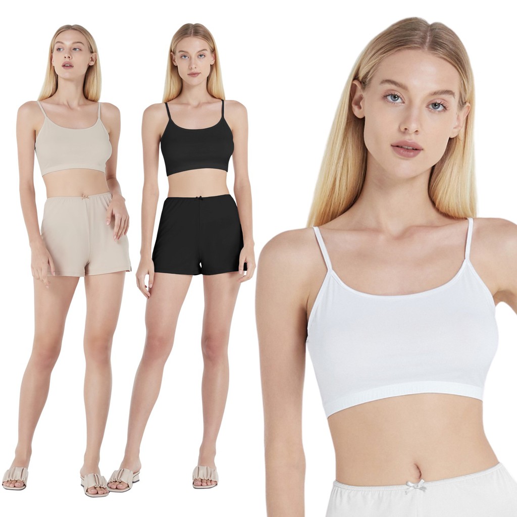 Cherilon Cherry Nylon Camisole Crop Top Without Sponge COOL TOUCH Fabric Soft Smooth Wear Skin ...