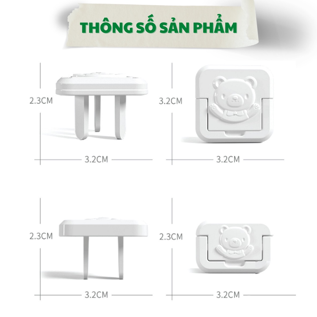 Combo of 10 Fireproof Electrical Socket Plugs with Cute Bear-shaped ...