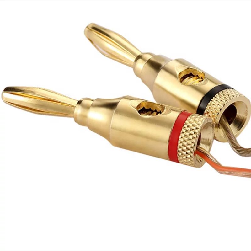 2 pairs red/black Gold Plated Banana Head Audio Plug Connectors Open ...