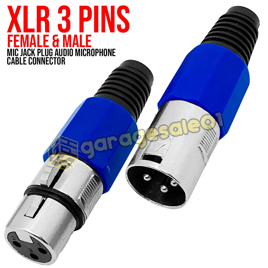 XLR 3 Pin Female Male MIC Jack Plug Audio Microphone Cable Connector ...