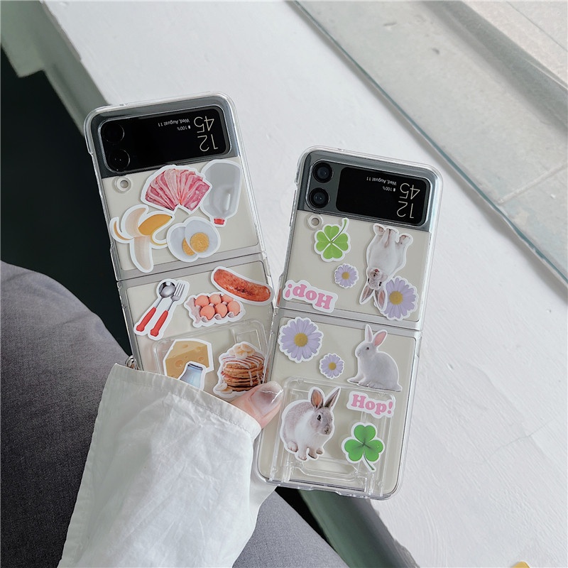 DIY Sticker invisible Bracket Phone Case For Samsung Galaxy Z Flip 3 4 ...
