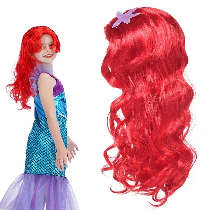 Disney Princess Ariel wig red curly mermaid hair wig | Shopee Philippines