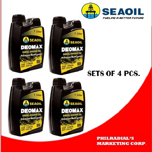 Seaoil Deomax Engine Oil Premium Multi-grade SAE 15W40 1 Liter SETS OF ...