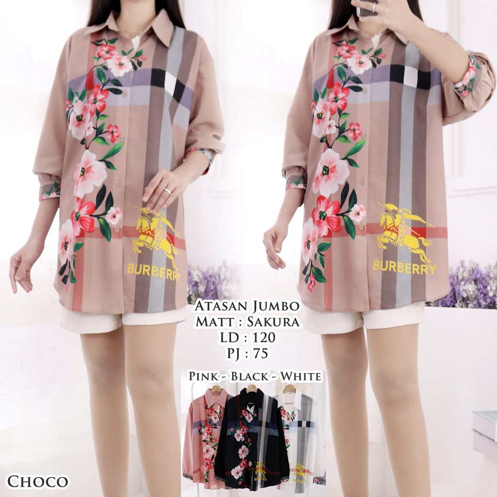 KEMEJA Q5322 Shirt BB bunga JUMBO new premium Material silk adem DG966 ...
