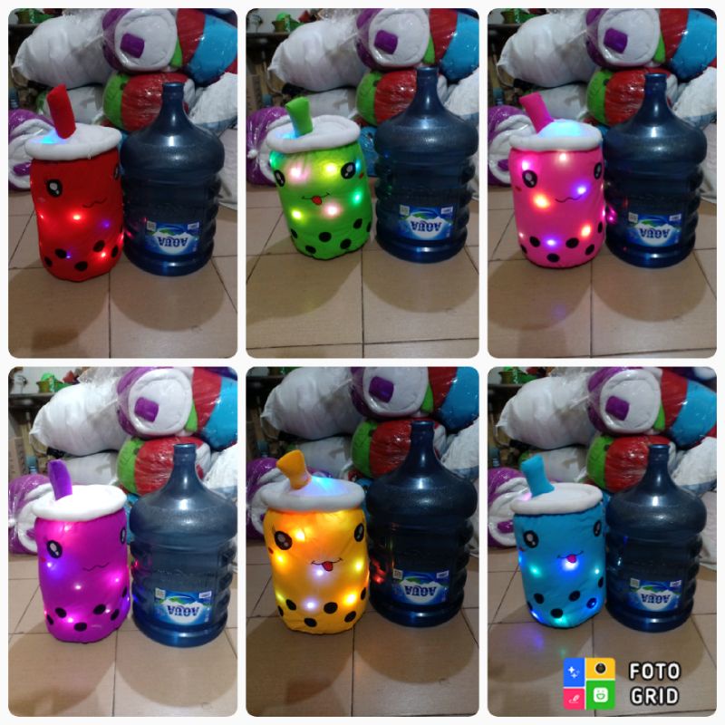 Boba Led Doll Size Gallon Rainbow Silicon / Stuffed Boba Milk Tea ...