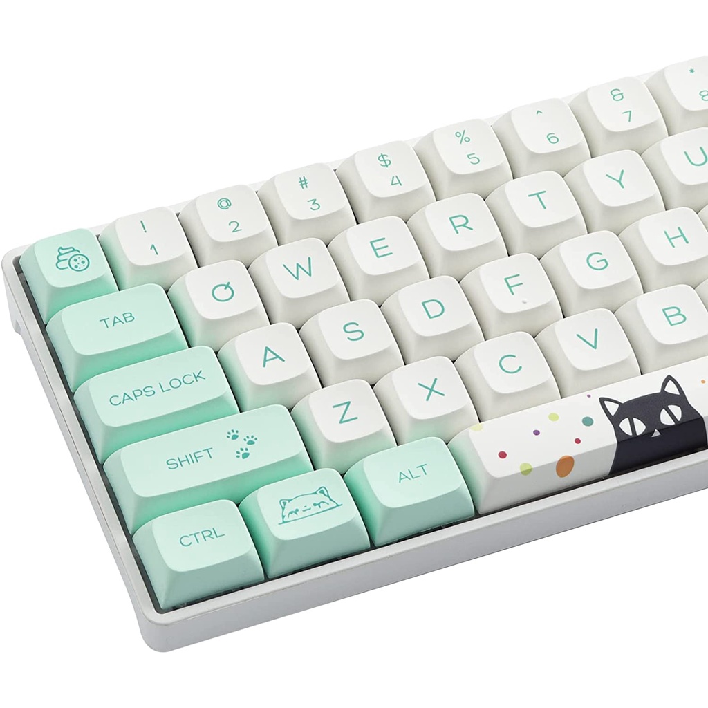 HF Gaming PBT Keycaps 140 Keys Weird Cat Keycaps Dye-Sublimation Cute ...