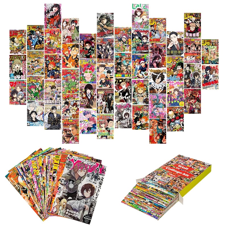 50Pcs Anime Magazine Covers Aesthetic Wall Collage Kit Manga Bright ...