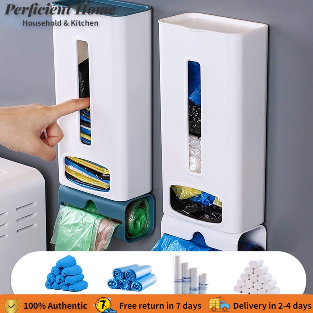 Plastic Bag Dispenser Wall Mounted Garbage Bag Storage Box Kitchen ...