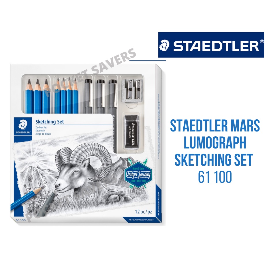 STAEDTLER Mars Lumograph Set 61 100 / 100c (Charcoal Set / Sketching Set, Drawing, Blending ...