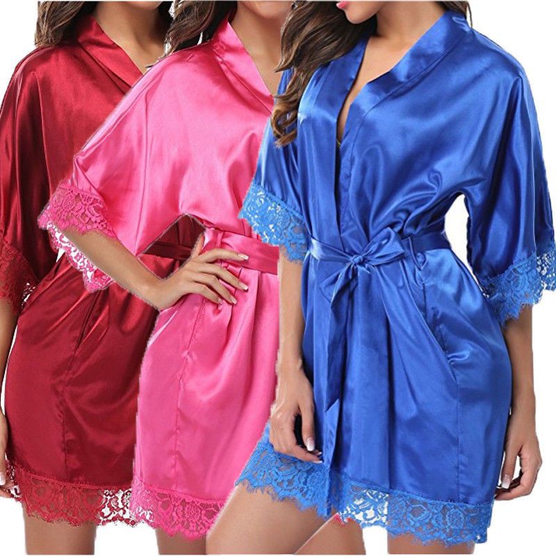 COD Women Wedding Dress Gown Ice Silk Bride Robe Lace Nightwear ...