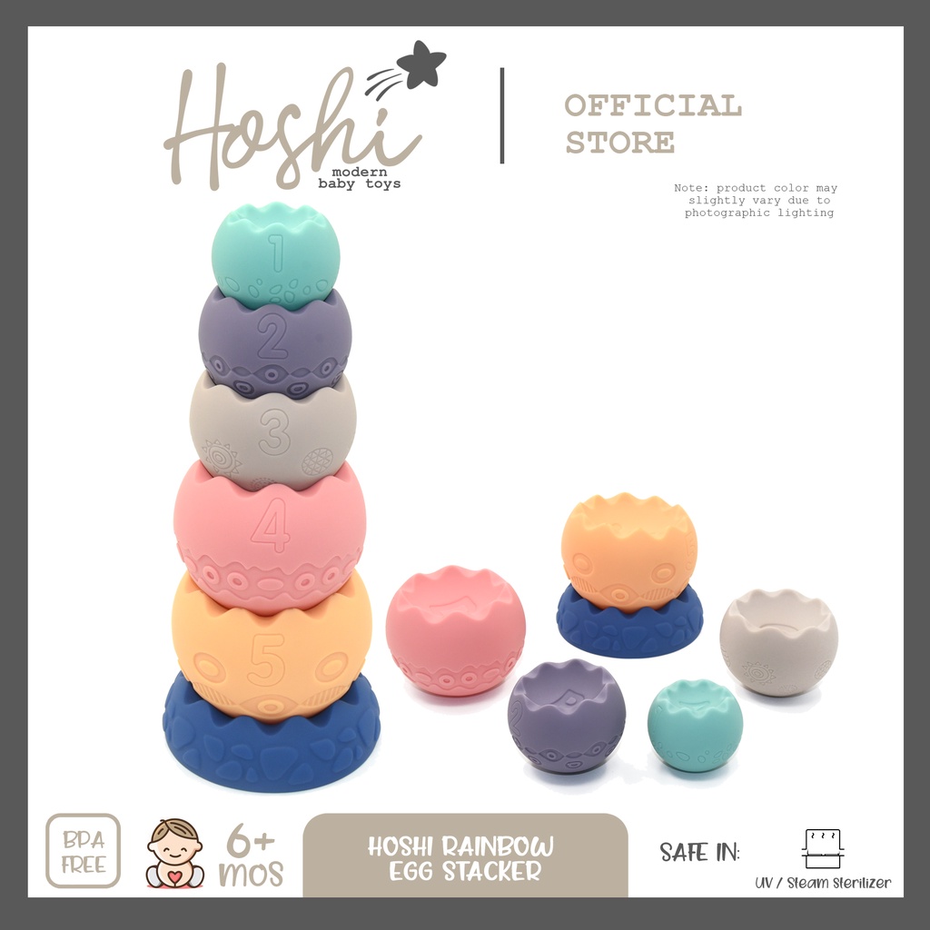 Hoshi Baby Silicone Egg Stacking Educational Tower for Toddlers ...