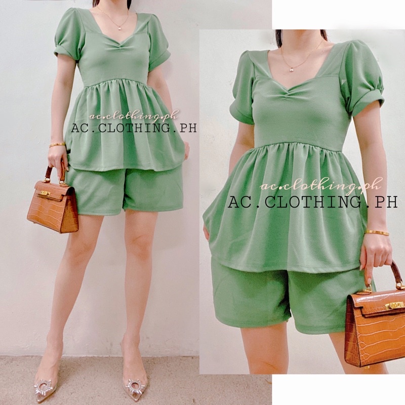 NANCY PUFF SLEEVE TERNO SHORTS | Shopee Philippines