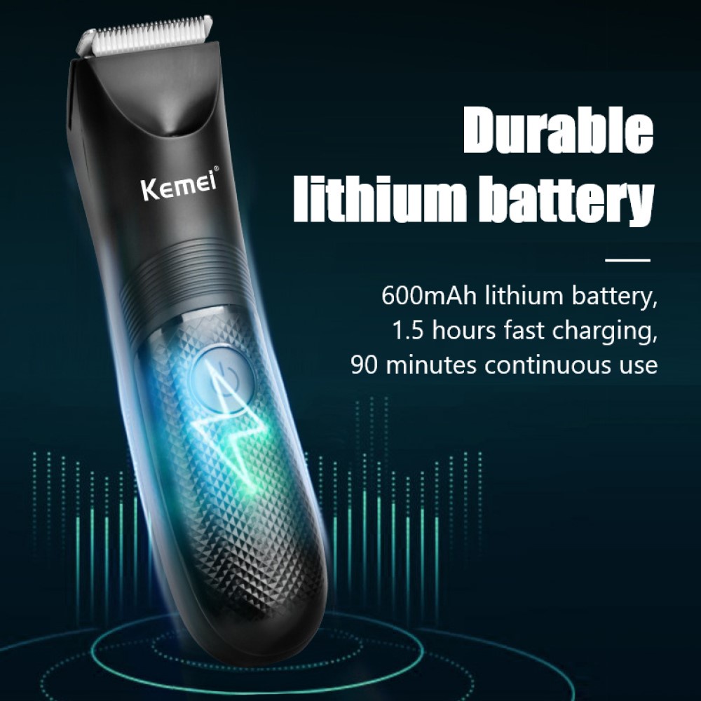 Kemei KM-1838 Groin Area Hair Trimmer Waterproof Wet Dry Clippers Pubic Armpit Body Hair Razor ...
