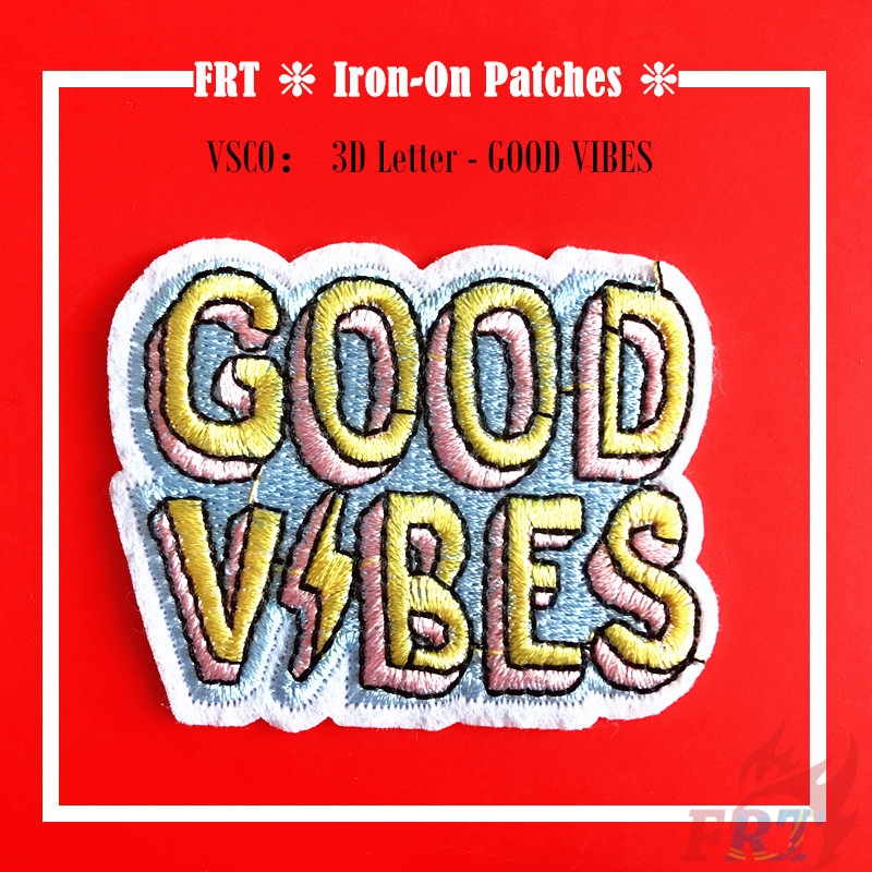 ☸ VSCO：3D Letter - GOOD VIBES Iron-on Patch ☸ 1Pc Diy Sew on Iron on Badges Patches | Shopee ...