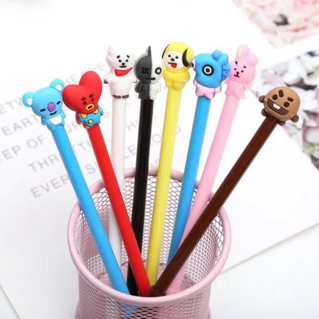 Bts bt21 GEL PEN BANGTAN BOYS CUTE STATIONERY SUPPLIES BLACK | Shopee ...