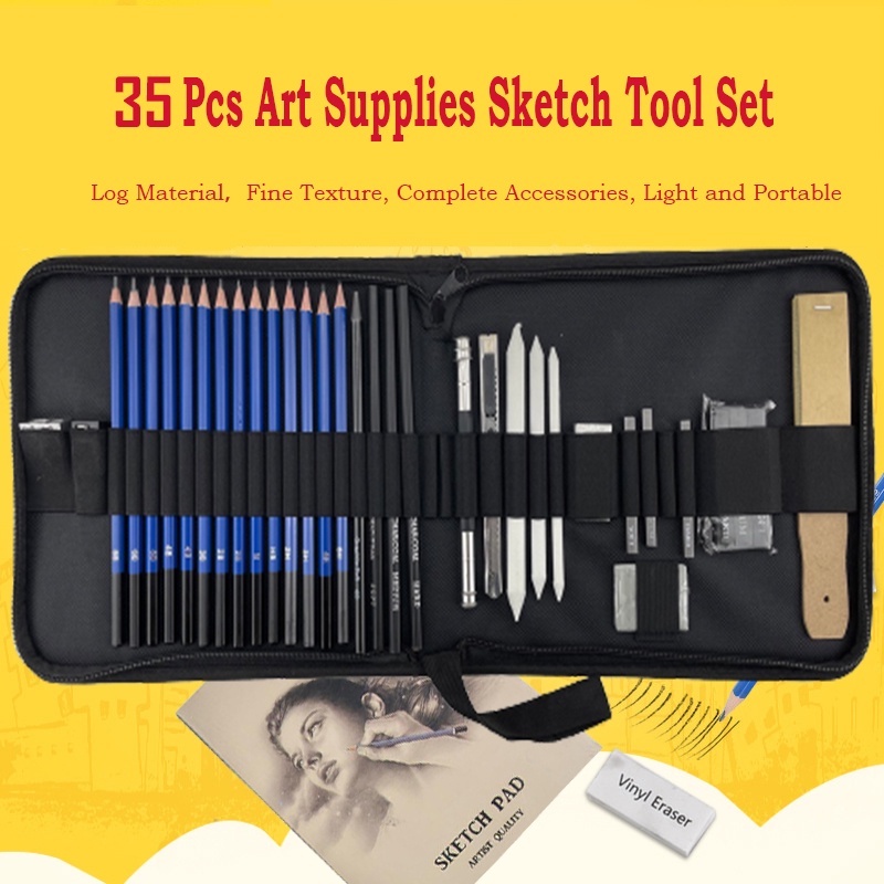 24/35PCS Sketch Pencil Set Craft Professional drawing Kit Graffiti ...