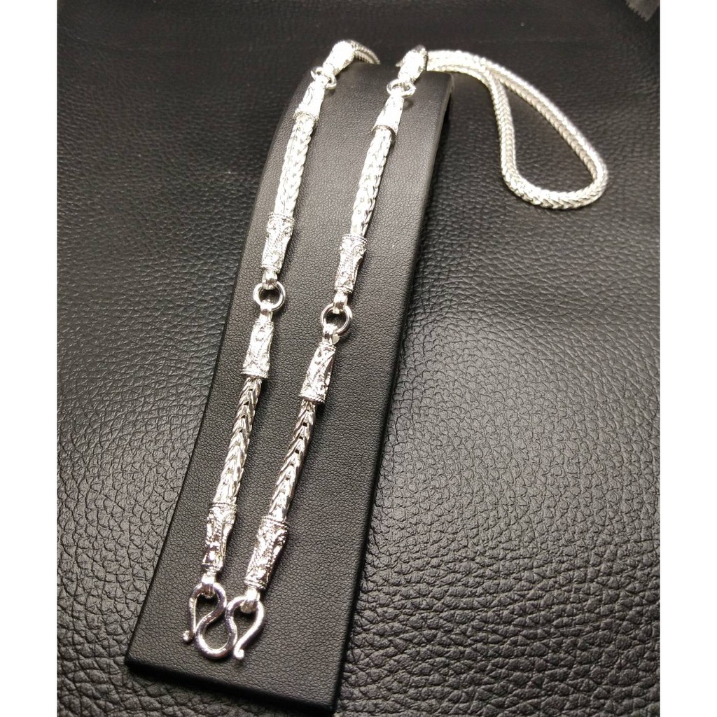 Silver Necklace With Four Pillars Pattern Size 4 Mm 5 Rocket Heads 5 ...