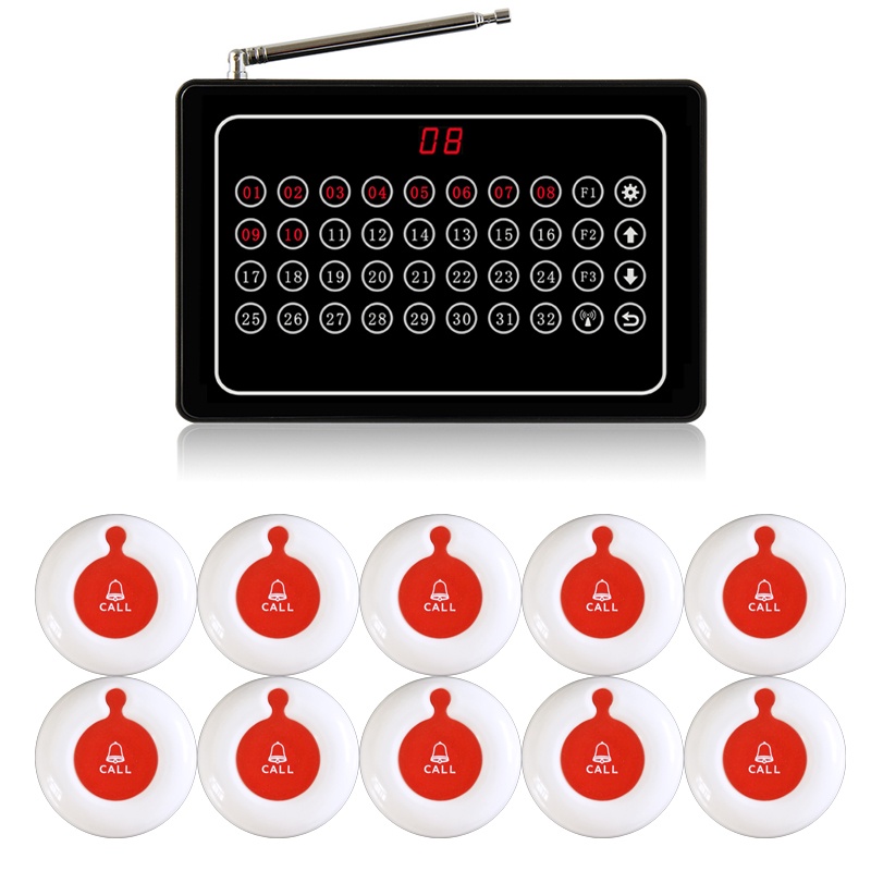 Ycall Wireless Service Table Call Button System 1 Screen 10 Bell Buzzer ...