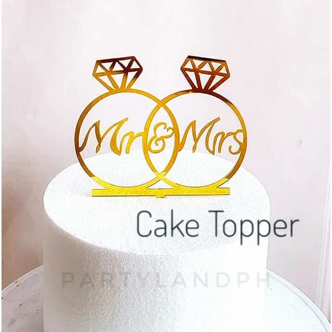 Cake Topper Ring Wedding Happy Anniversary Mr Mrs Party Decoration ...