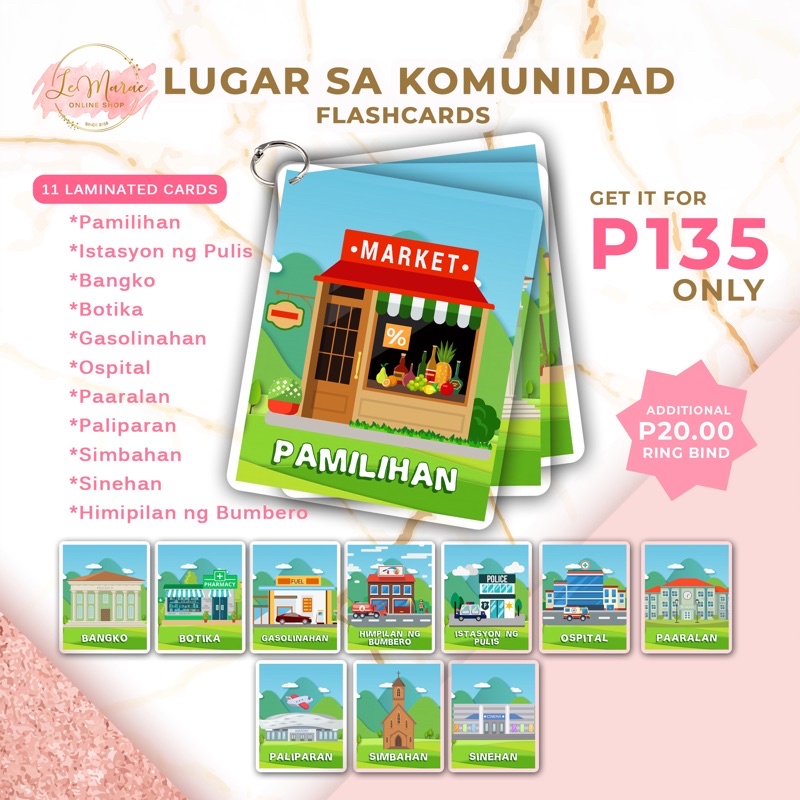 LUGAR SA KOMUNIDAD Community Places Tagalog Filipino Laminated ...