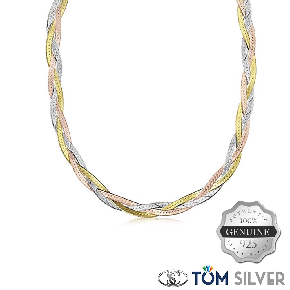Tom Silver 92.5 Italy Sterling Silver Milan Tri Color Necklace MB008-18 ...