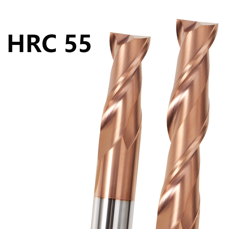 HRC55 Degree Tungsten Steel Milling Cutter TiSiN Coated 2 Flutes CNC ...