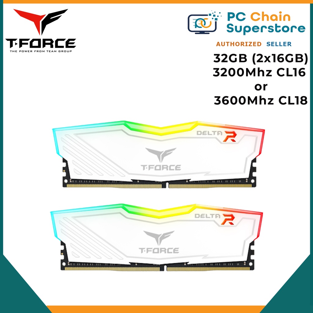Team Group T-Force Delta RGB DDR4 32GB(16GBx2) Dual Kit CL16 3200Mhz ...