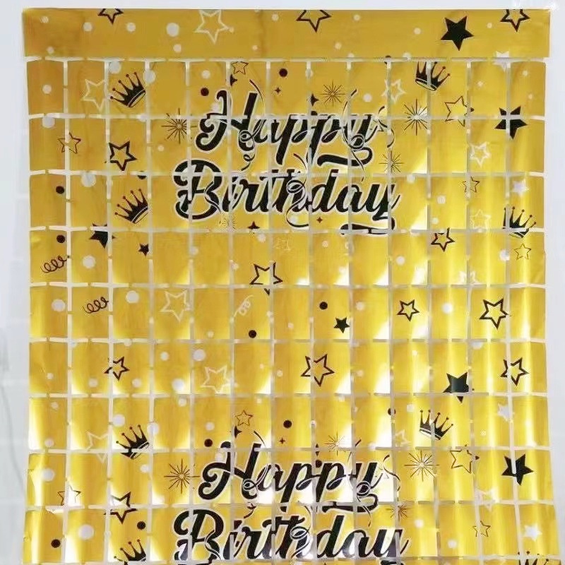 2meters Happy Birthday Printing Foil Curtain Backdrops Birthday Party
