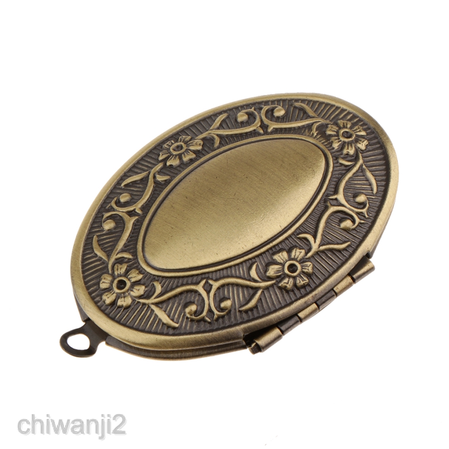 Couple Bronze Flower Photo Frame Locket Pendant for DIY Necklace ...