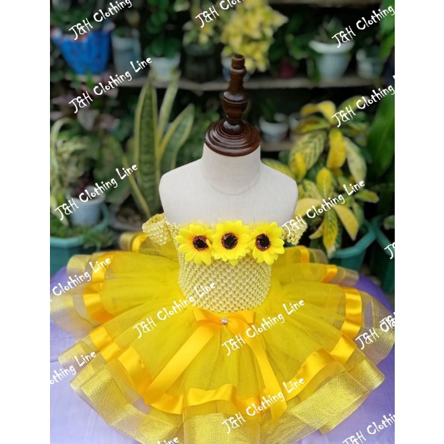 sun flower inspired tutu dress (actual photo) | Shopee Philippines