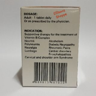 Neuronerv Vitamin B Complex ( B1, B6 & B12 ) 100 Tablets | Shopee ...