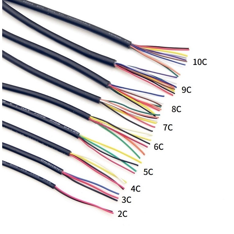 10 Meters UL2464 Sheathed Wire 24AWG Copper Signal Cable 2 3 4 5 6 7 8 Core Soft Electronic ...