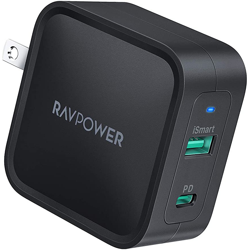 RAVPower 65W 2-Port PD Charger GaN Fast Charging Wall Charger Adapter ...