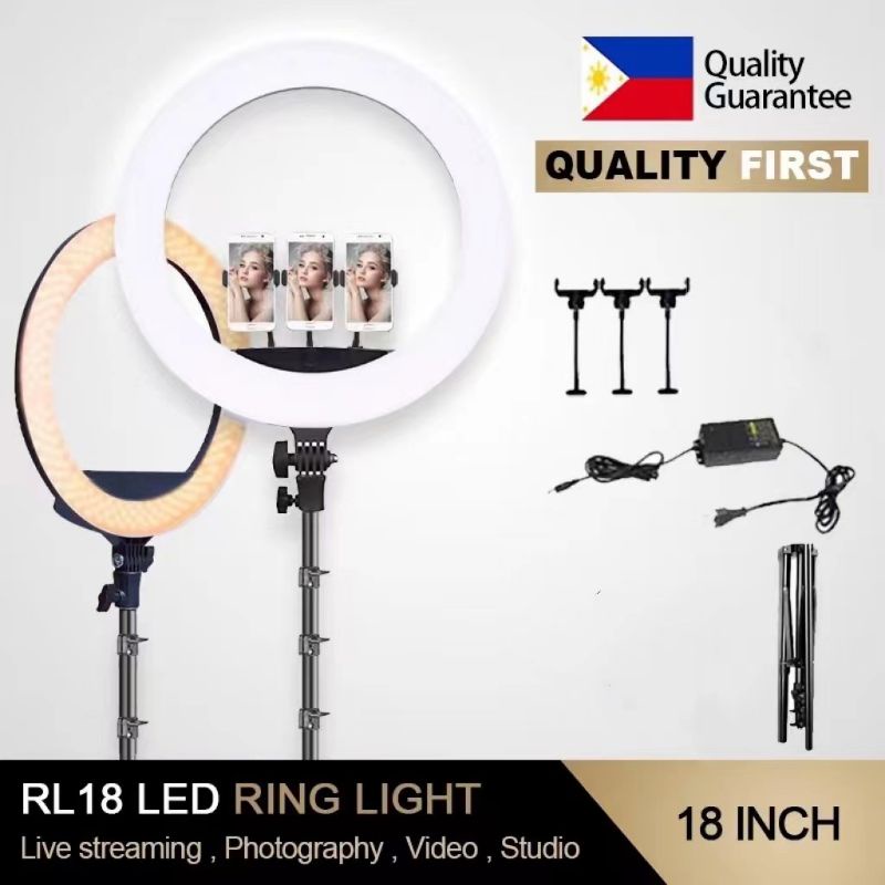 45cm LED Ring Light Adjustable Fill Light Video Live Vlog Studio Lighting With 1.9m Tripod Stand ...