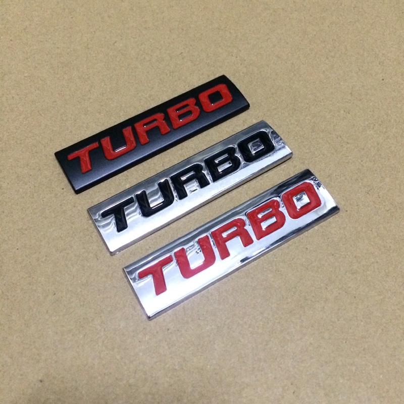 1P Zinc Alloy Metal Chrome Black Red TURBO Letters Logo Badge Emblem ...