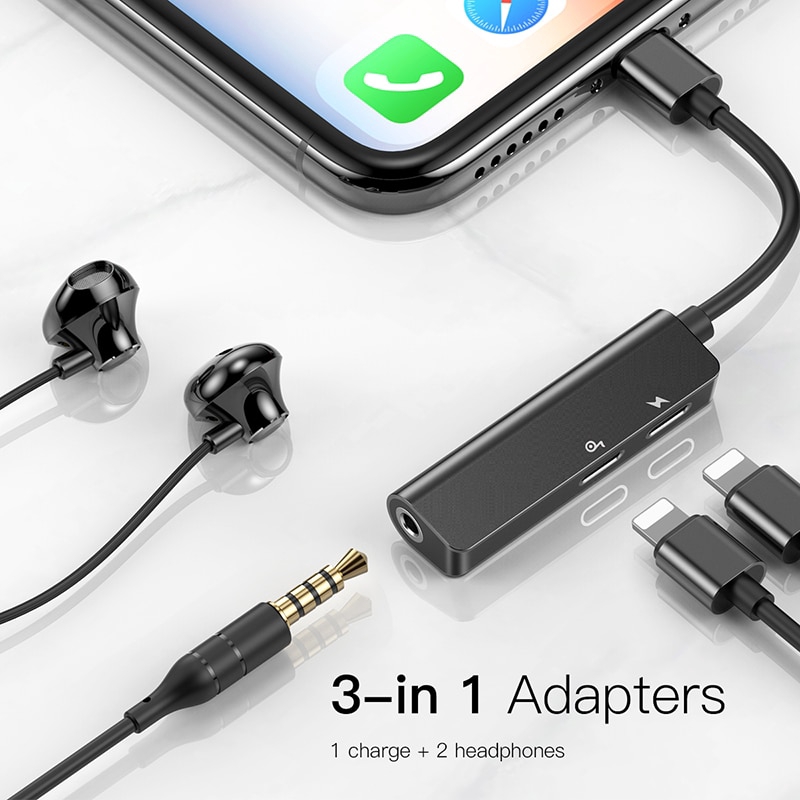 Baseus Audio Adapter For Lightn to 3.5mm Jack Earphone Charging ...