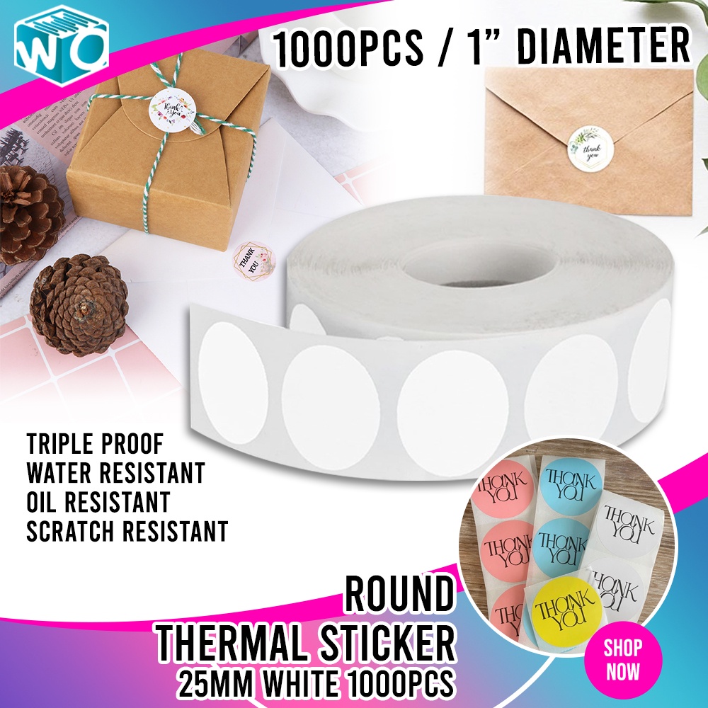 Round Thermal Sticker Paper 25mm White 1000pcs Label Printing Paper ...