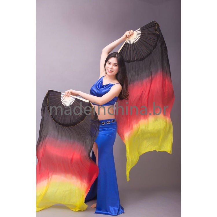 1Pair(2Pcs) Long Gradation Dance Fan Church Tambourine Dance Fan ...