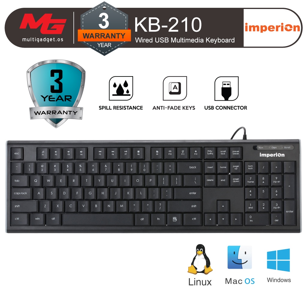 Imperion Office KB 210 Wired USB Multimedia Keyboard | Shopee Philippines