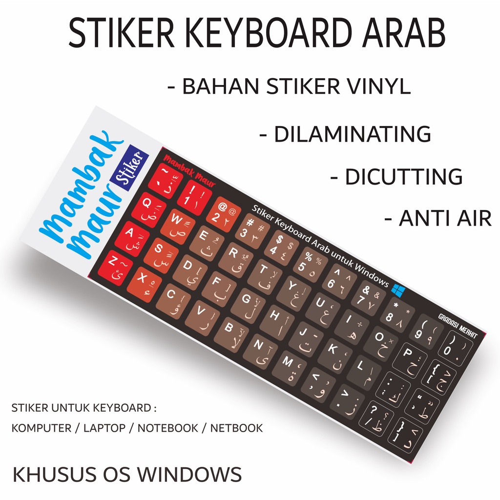 HITAM MERAH Arabic KEYBOARD STICKER COLOR VINYL MATERIAL HAS BEEN CUT ...
