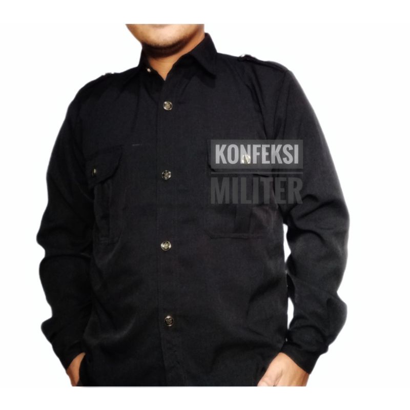 HITAM Safari UNIFORM safari baju safari satpam security LONG SLEEVES ...