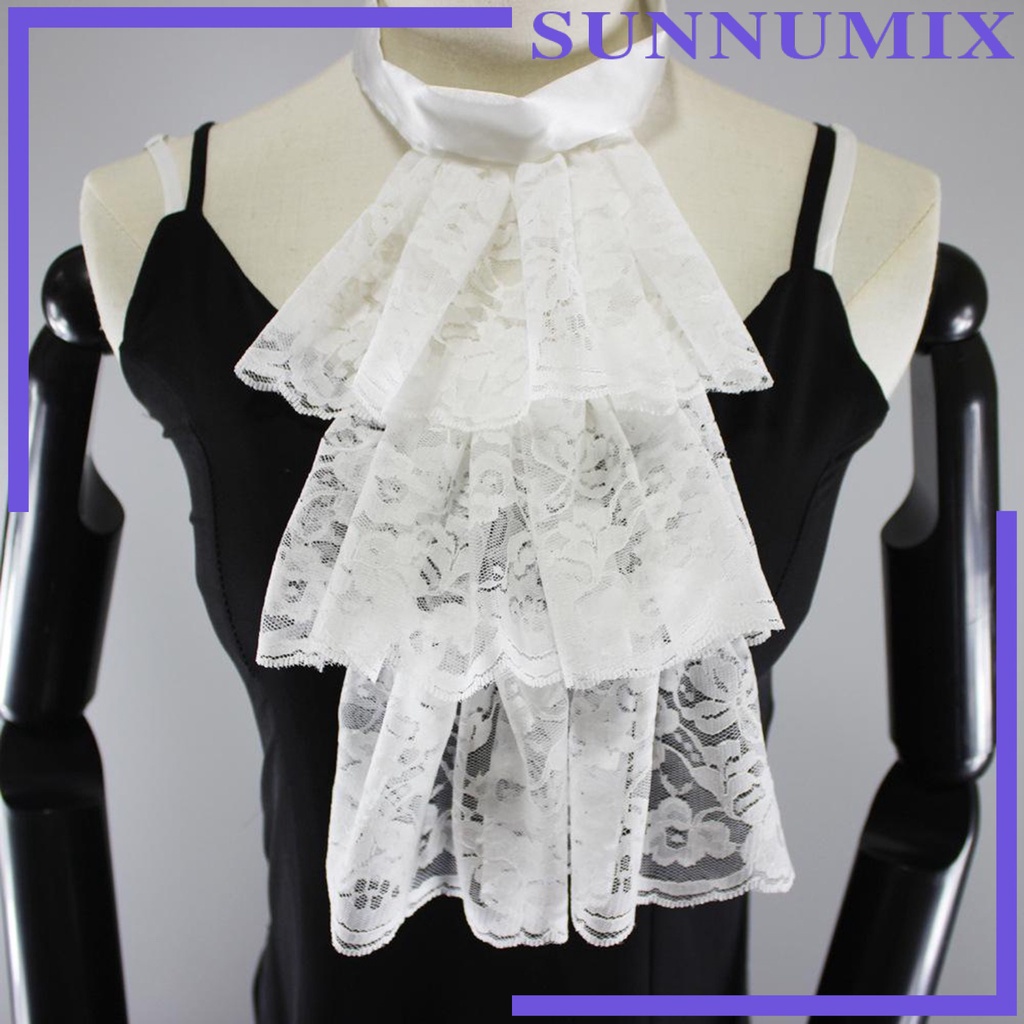 [SUNNIMIX] Women Lace Detachable Fake Faux Neck Collar Ruffled Necktie ...