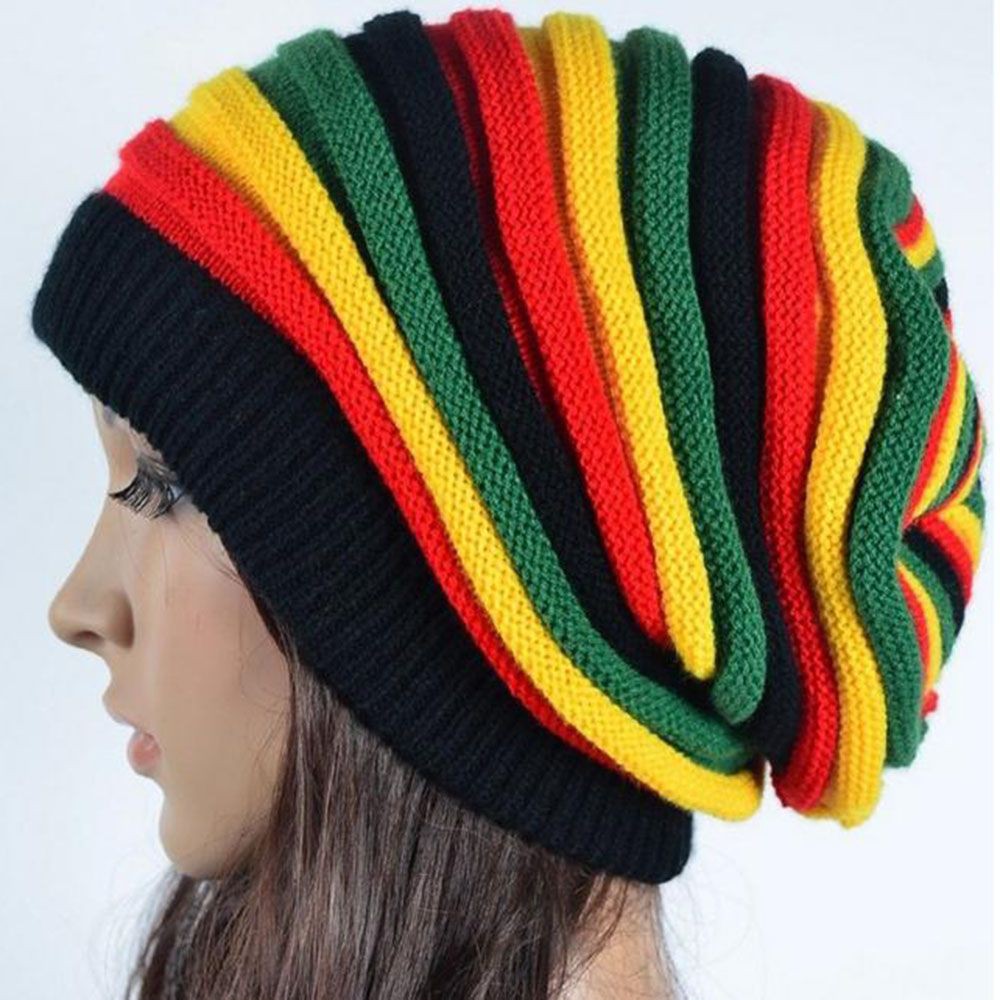 Seven Coloured Striped Stacked Hat Jamaican Wool Knitted Hat ...