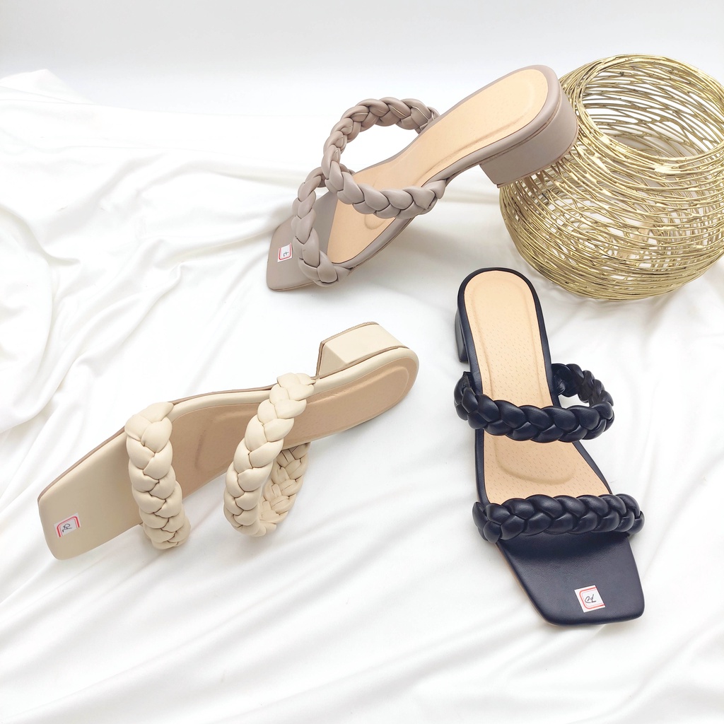 R&A727 1-Inch Double Thick Braided Straps Block Heels (Standard Fitting ...